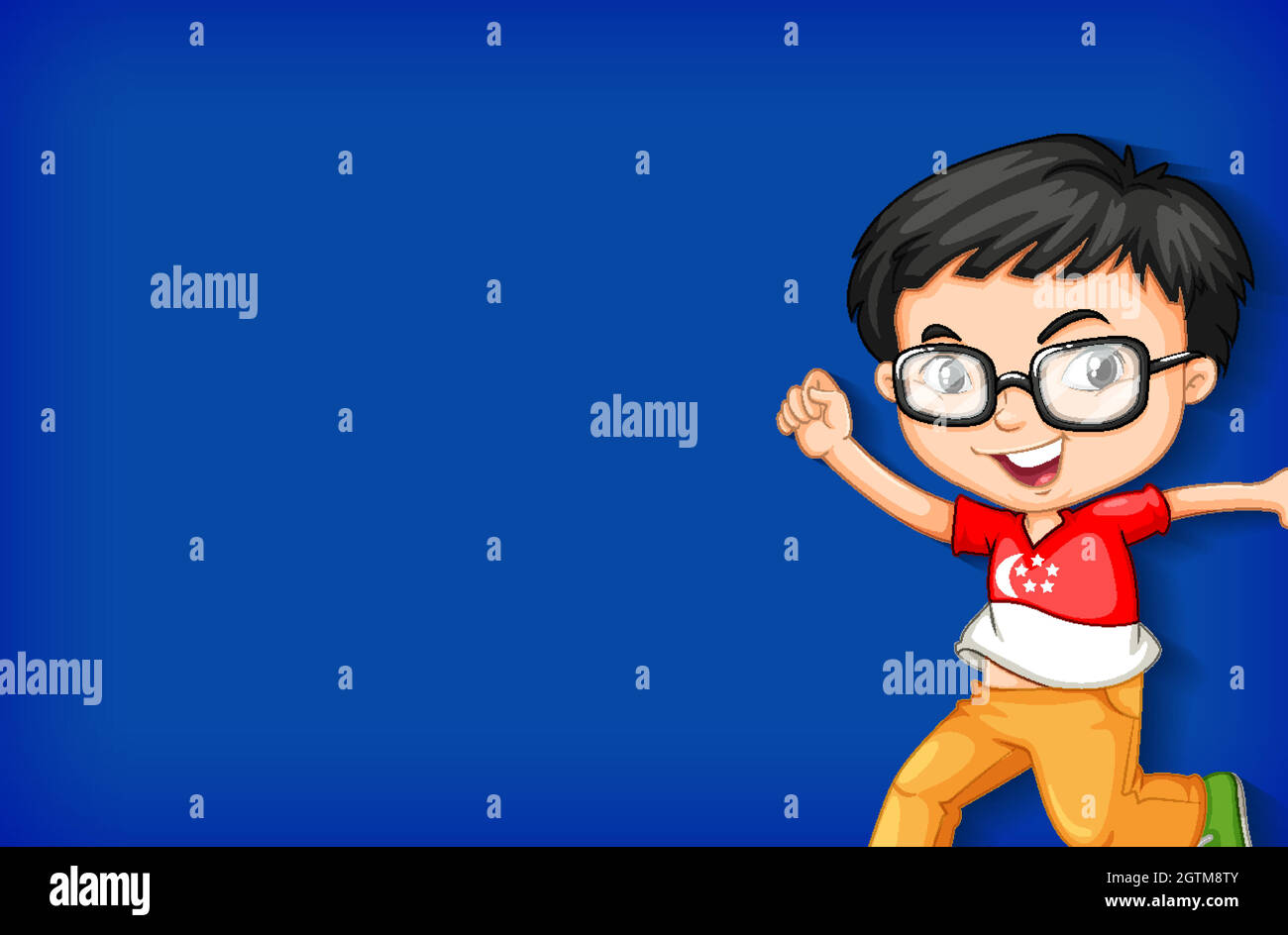 Background template with plain color wall and happy boy Stock Vector ...