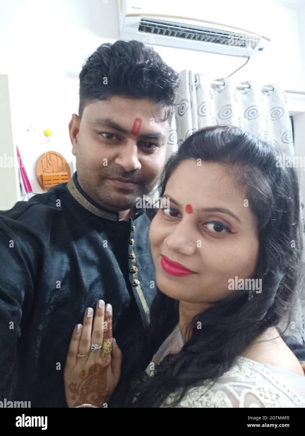 A Portrait Shot of Indian Married Woman in traditional dress doing ...