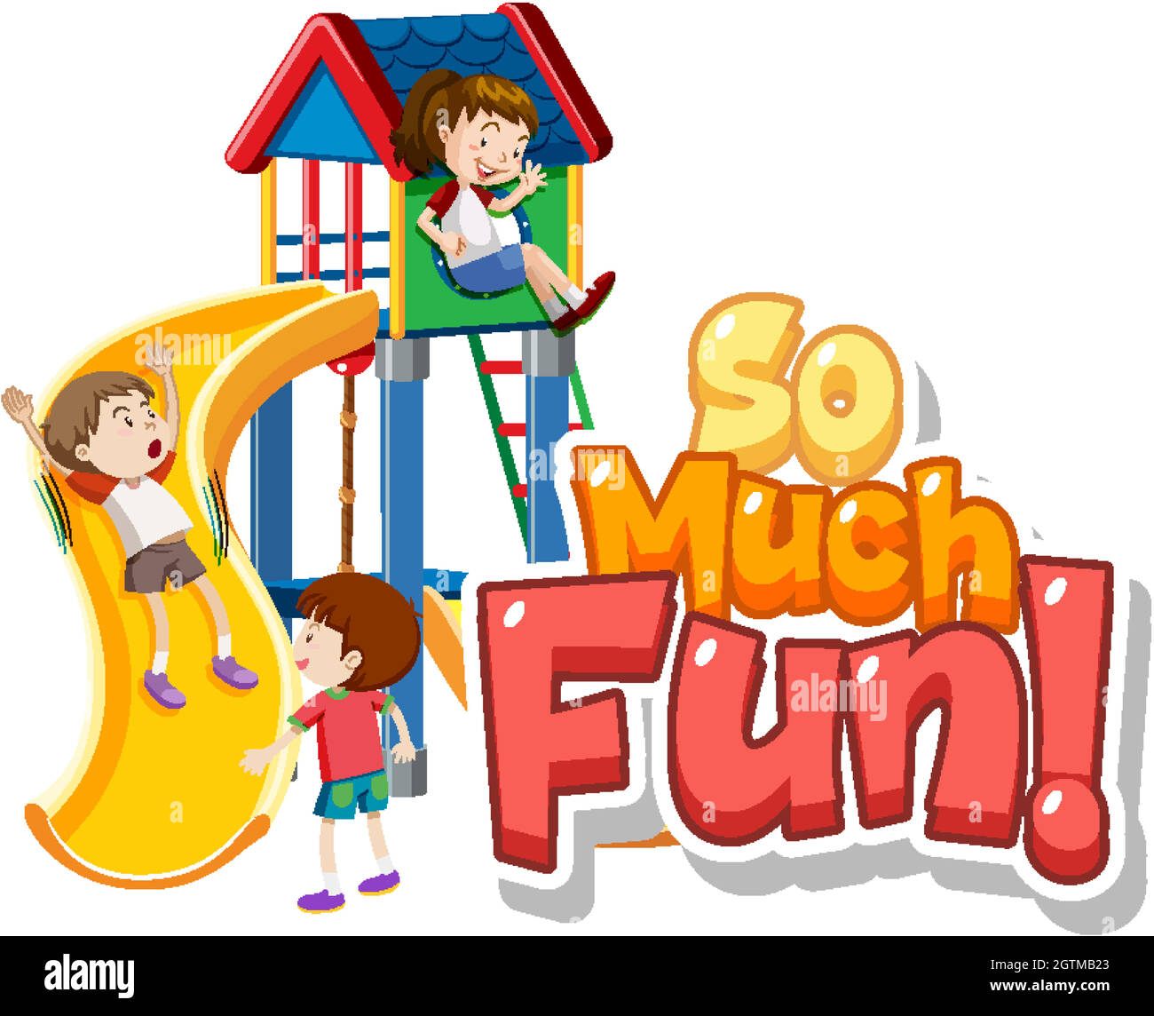 Cartoon little kids playing slide Stock Vector Images - Alamy