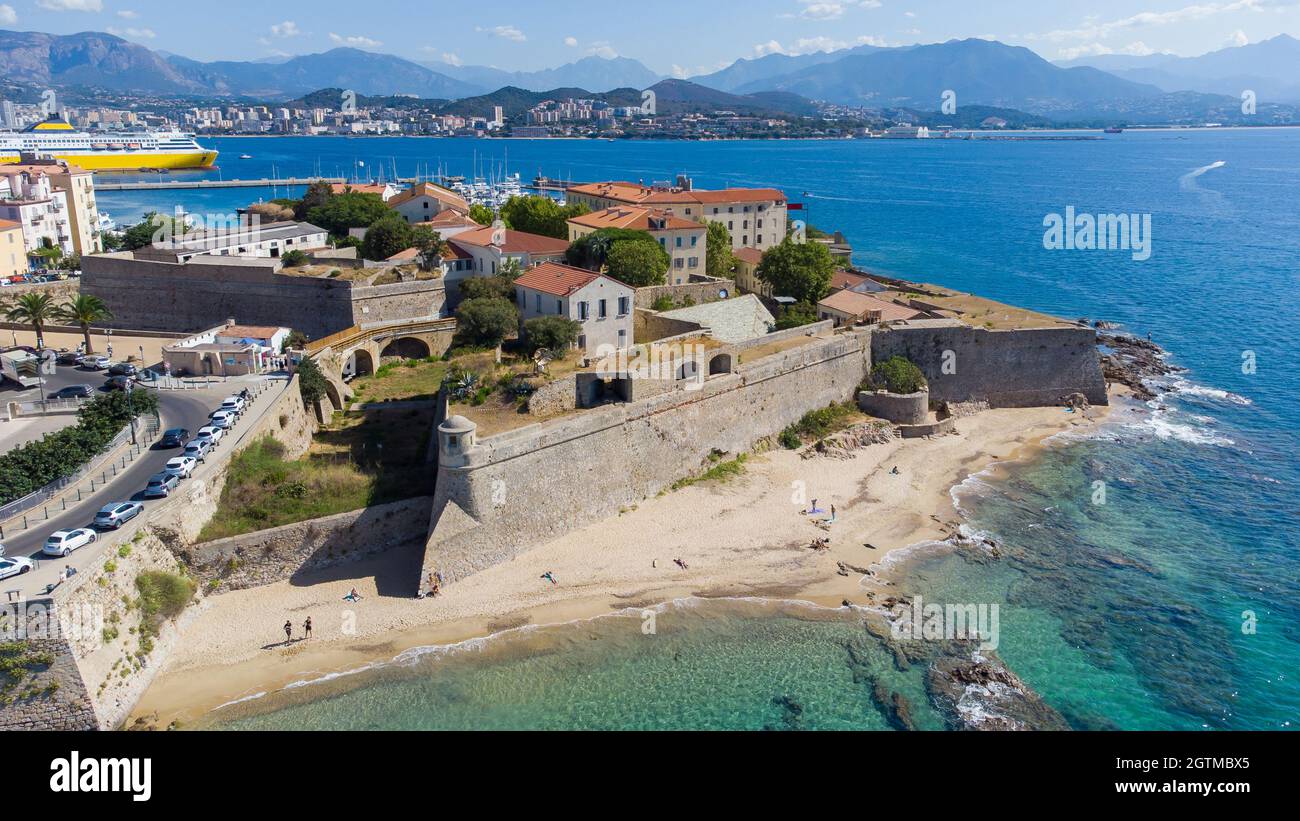Aerial view of the Citadel of Ajaccio in Corsica - French maritime ...