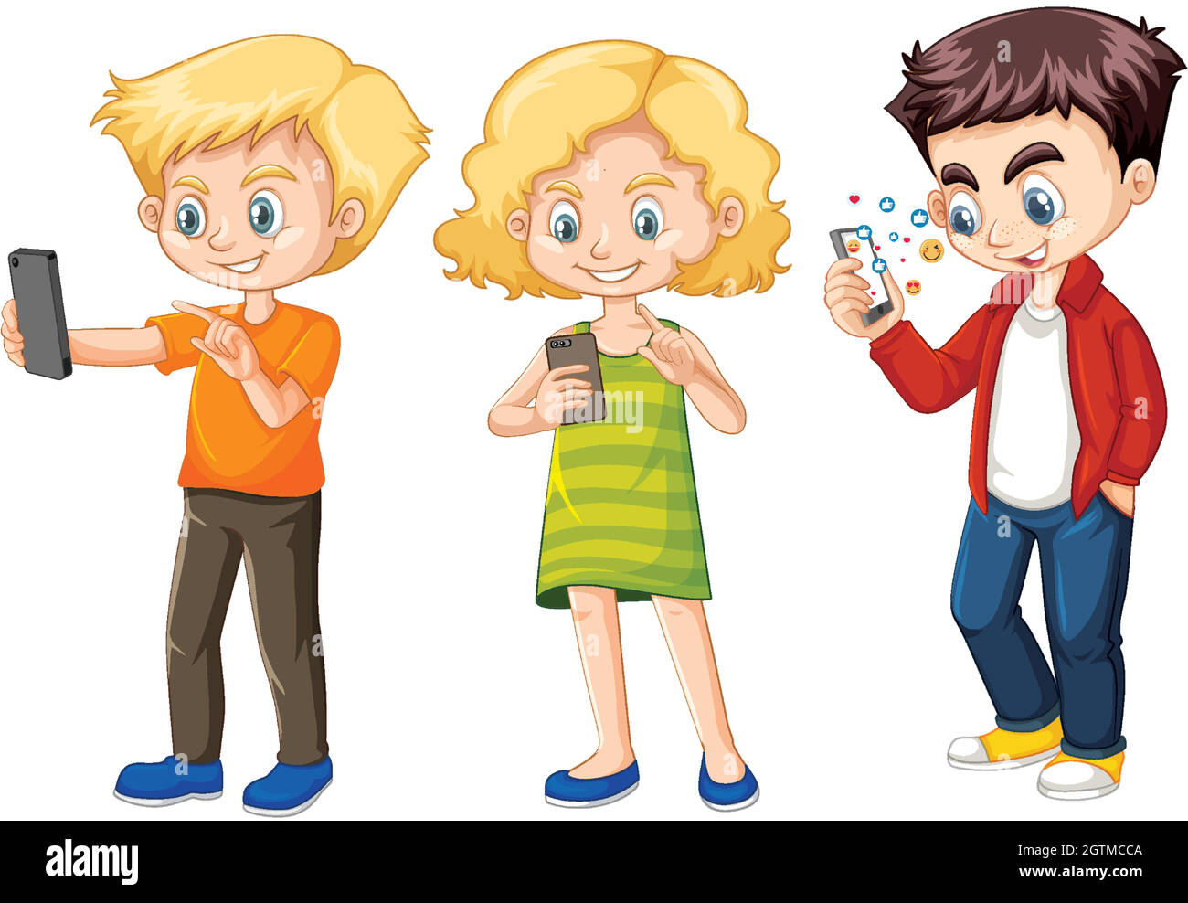 Set of young children using phone Stock Vector Image & Art - Alamy