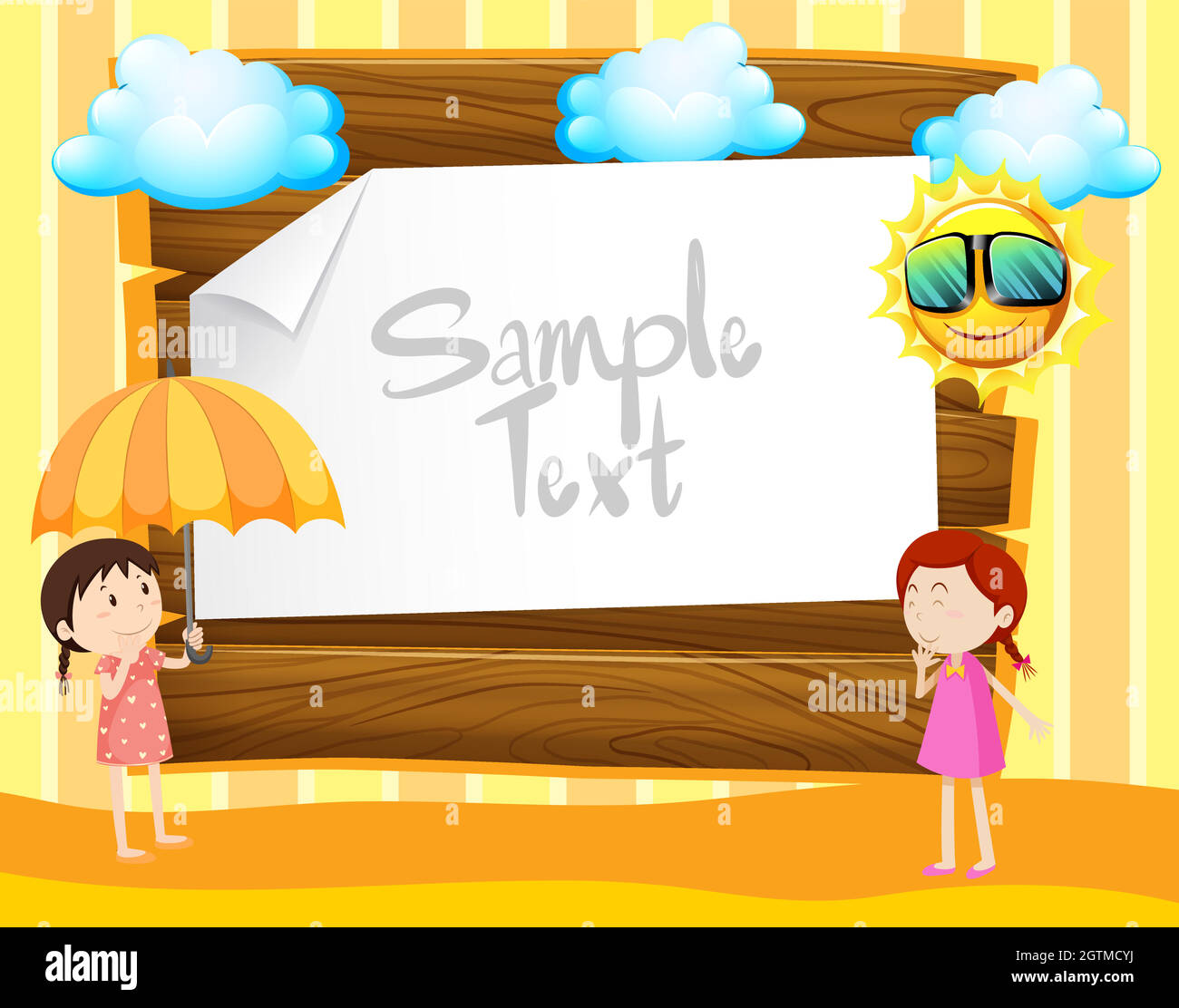 Border design with two girls Stock Vector Image & Art - Alamy