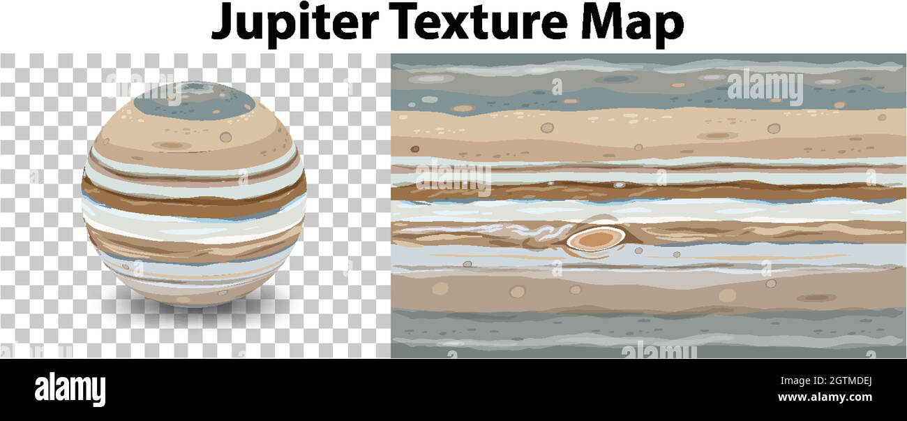 Jupiter planet on transparent with Jupiter texture map Stock Vector ...