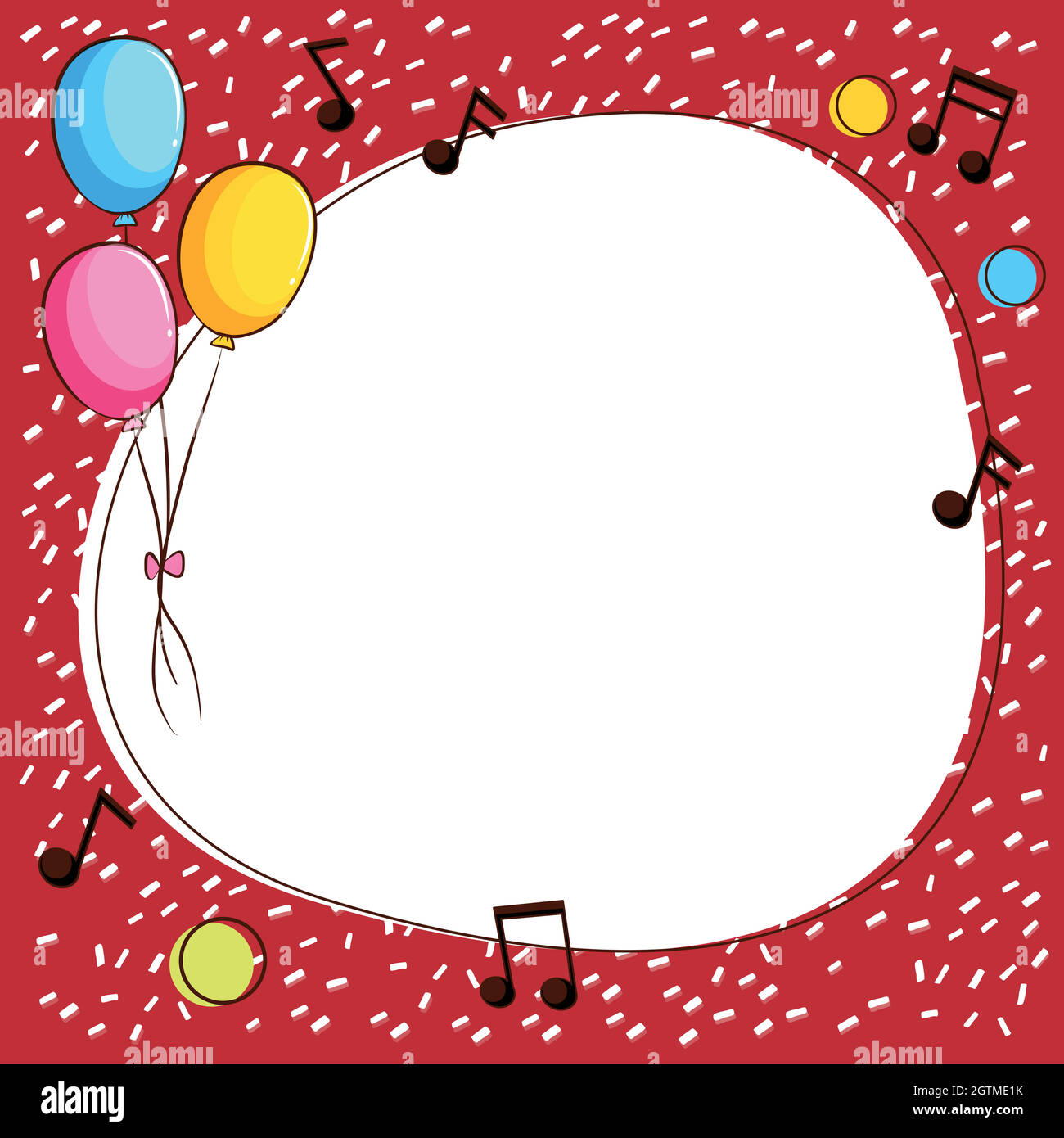 Border template with balloons and music notes Stock Vector Image & Art ...