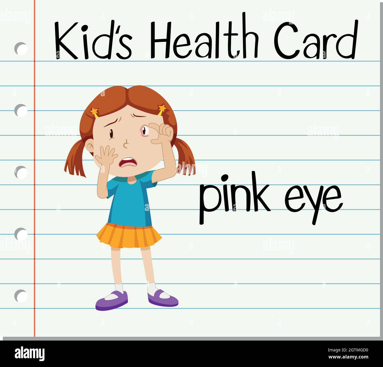 Health card with girl having pink eye Stock Vector Image & Art - Alamy