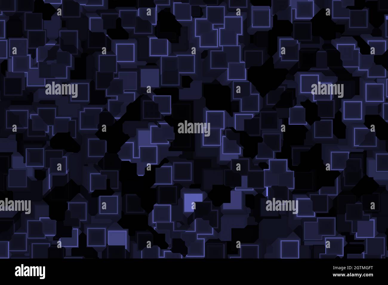 Illustration of a pattern with purple outlined squares on a black ...