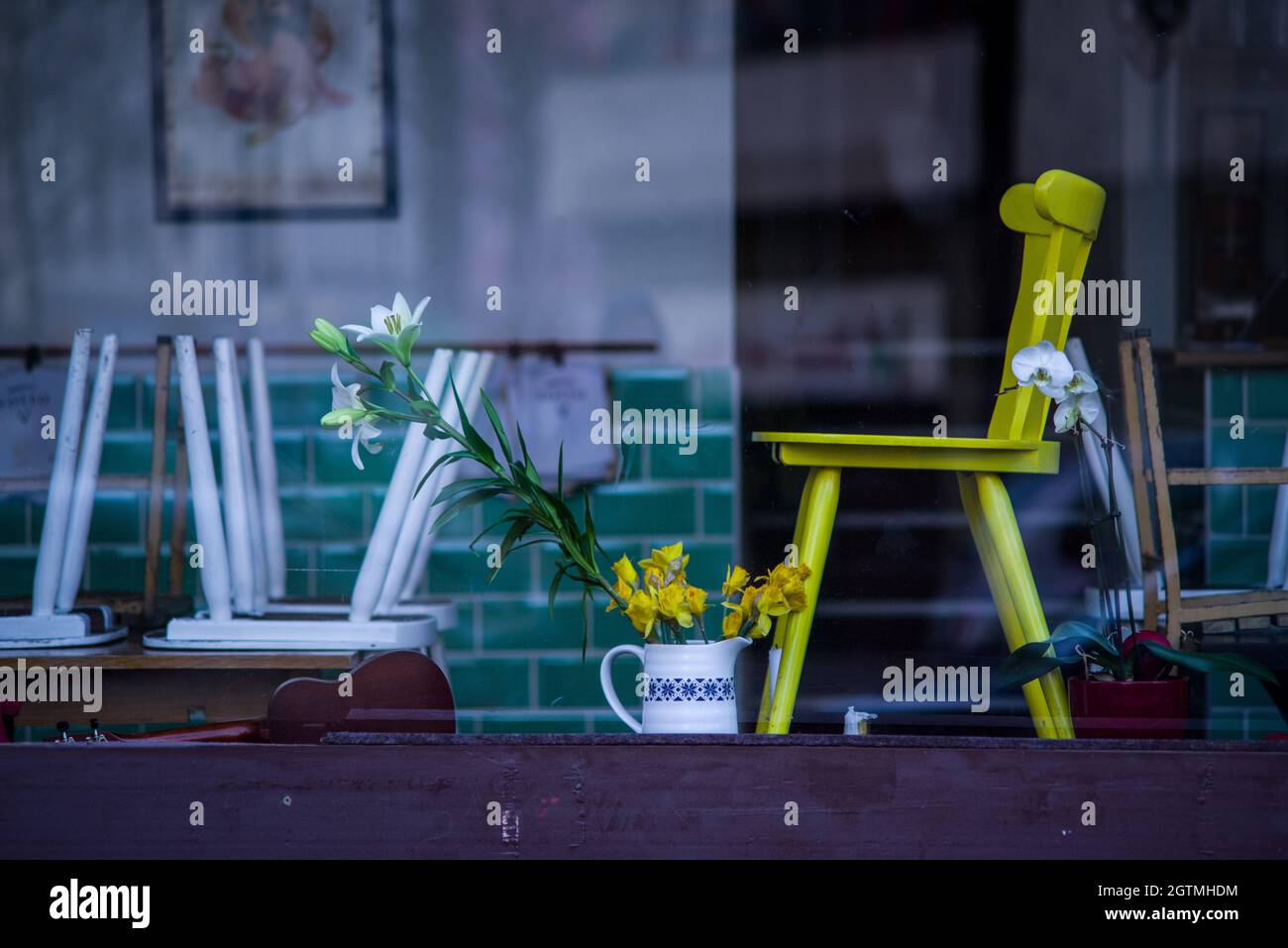 A Small Corner Restaurant In The Morning Before Opening Stock Photo - Alamy