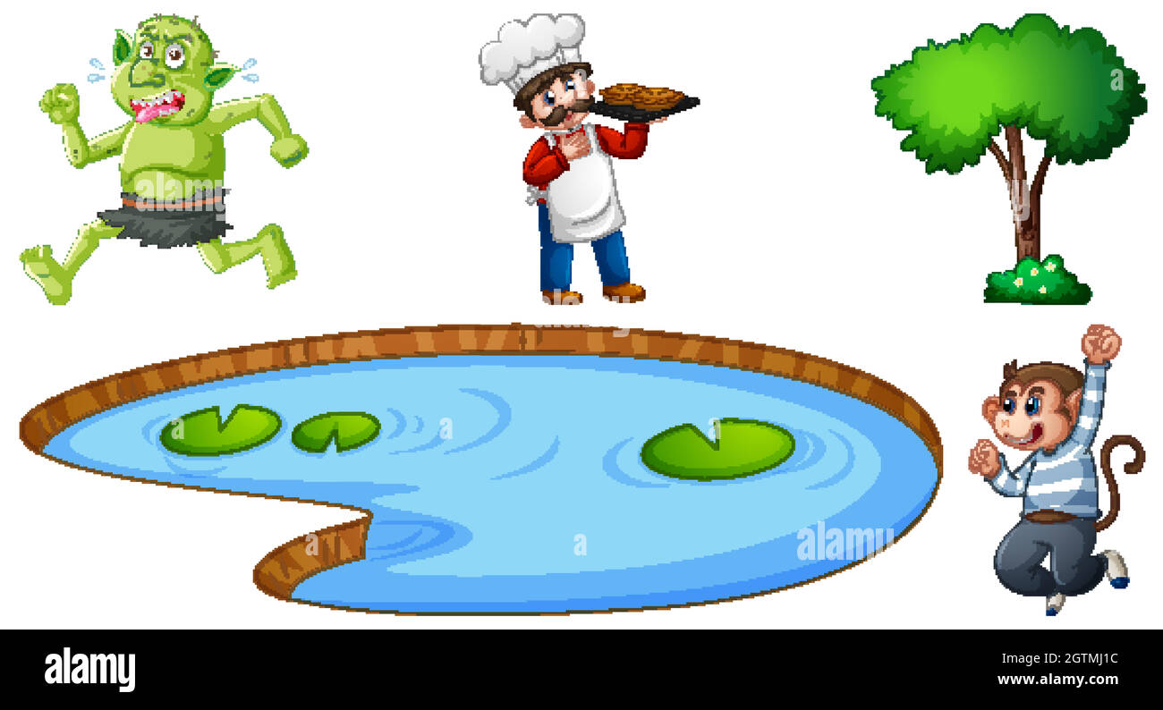 Set of different nursery rhyme character isolated on white background ...