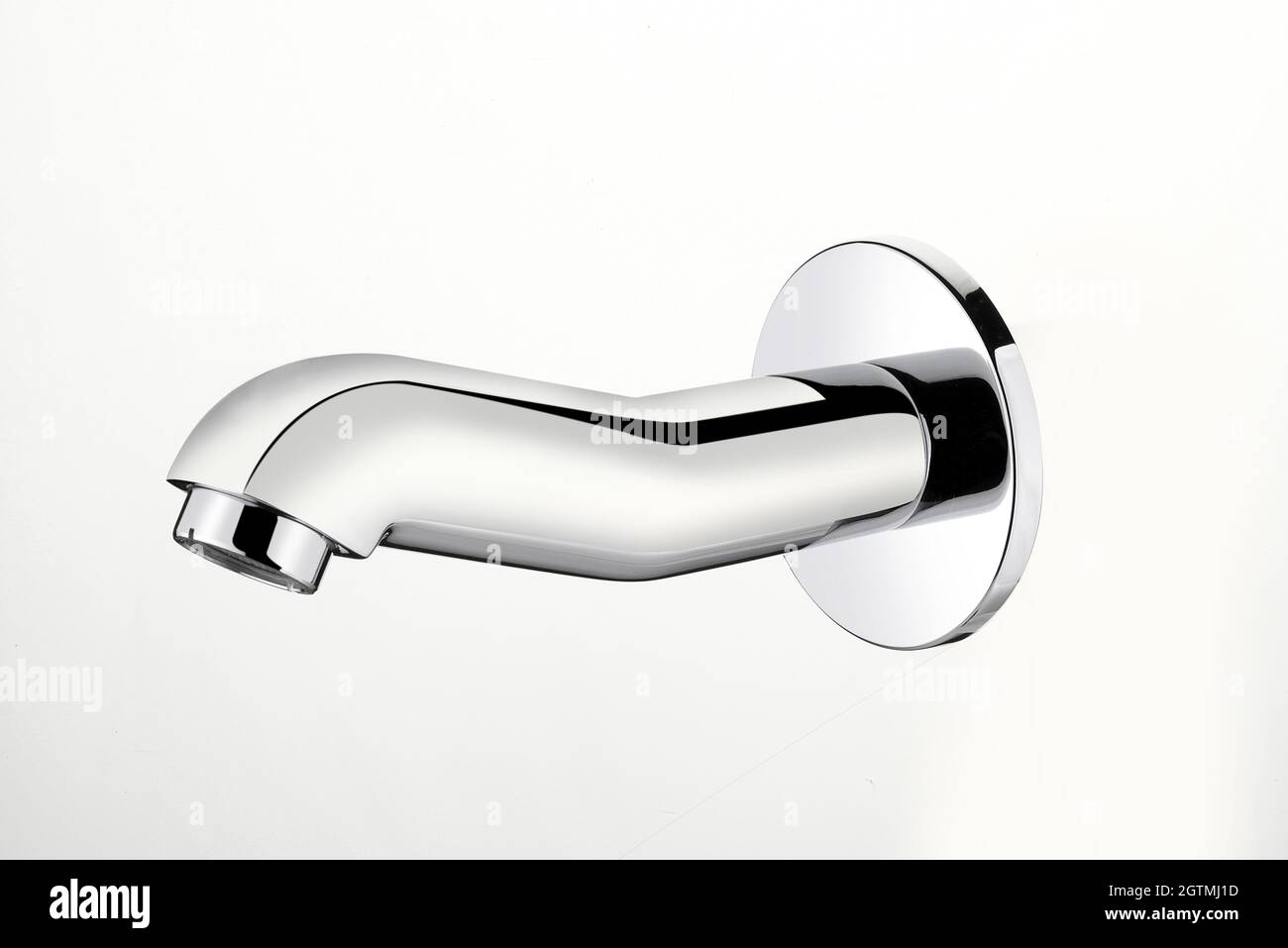 Modern stainless steel water tap. Isolated on white Grey background ...