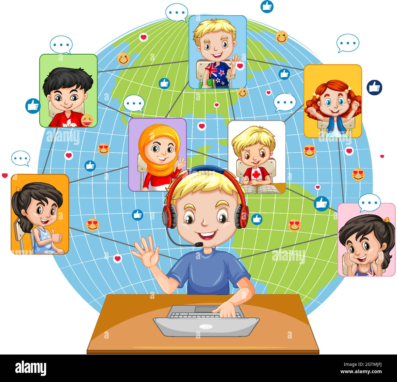 Child male laptop home Stock Vector Images - Alamy