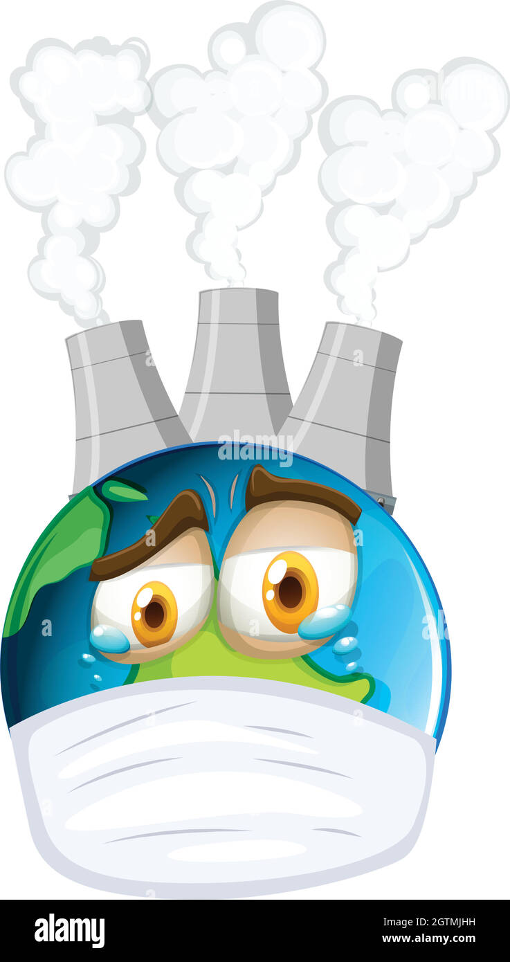 Environmental theme with earth and air pollution Stock Vector Image ...