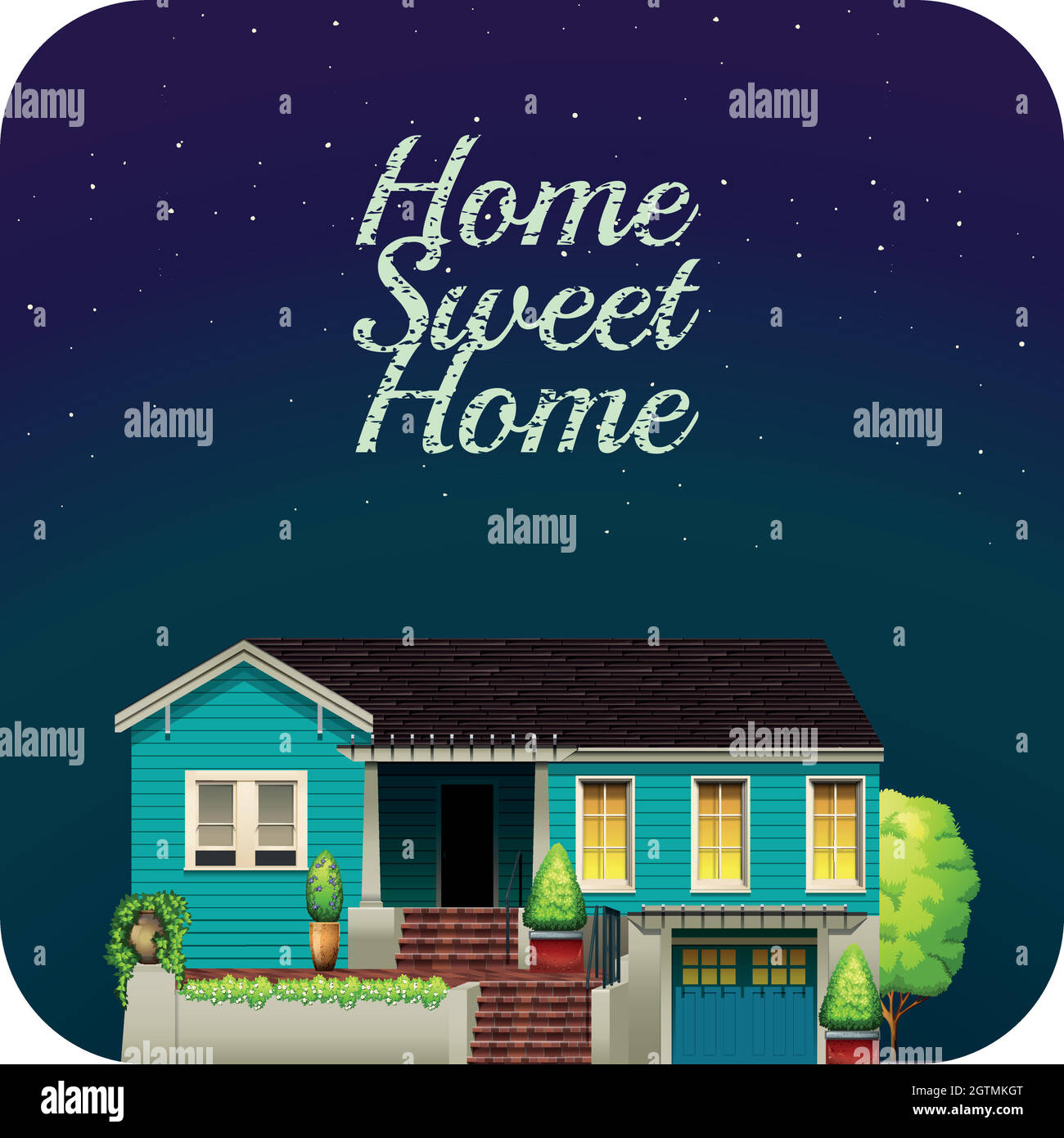 Home sweet home at night Stock Vector Image & Art - Alamy