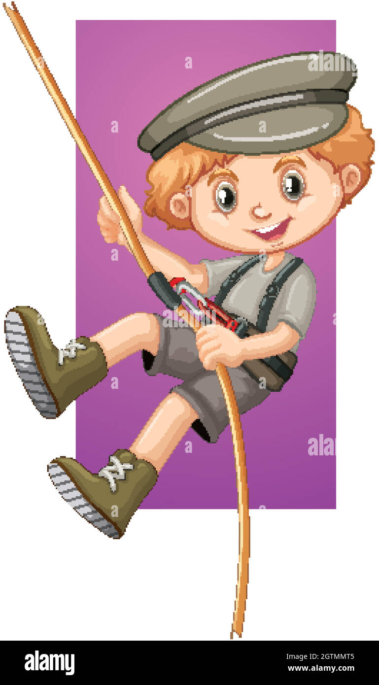 Happy boy climbing rope Stock Vector Image & Art - Alamy