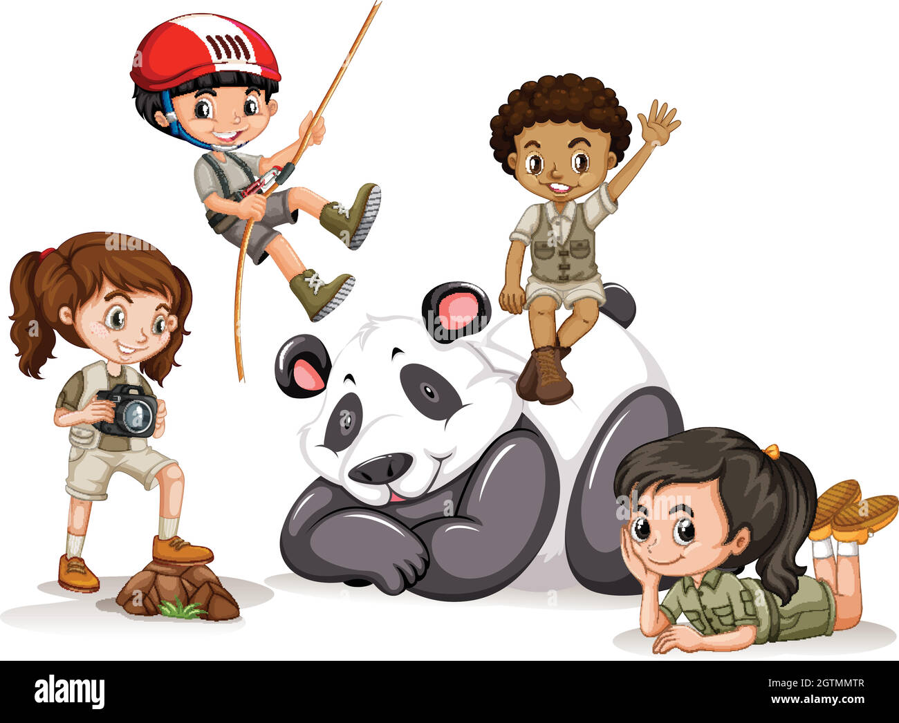 Panda and many children Stock Vector Image & Art - Alamy