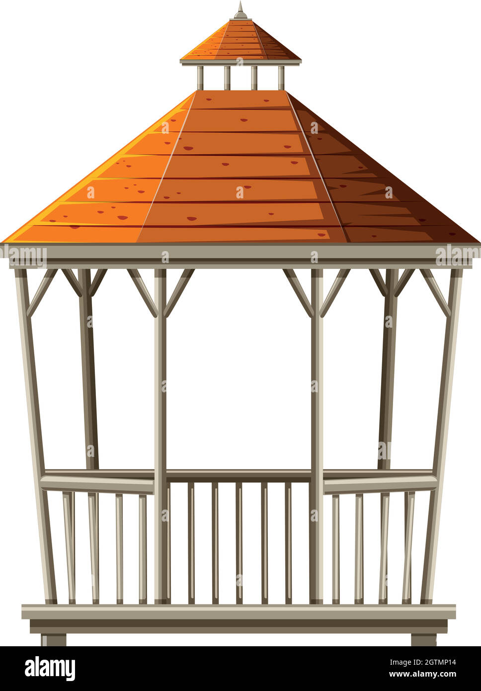 Wooden pavilion with orange roof Stock Vector Image & Art - Alamy