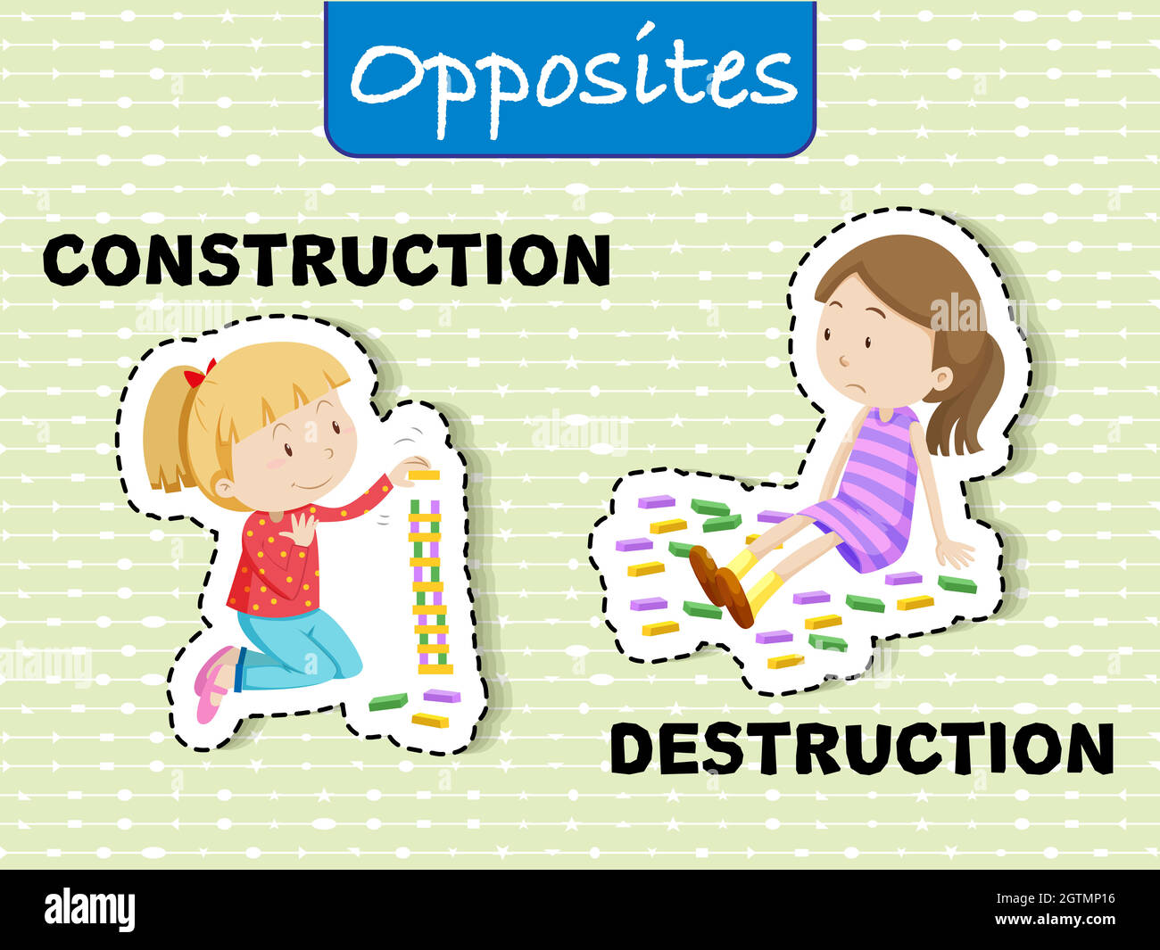 Opposite words for construction and destruction Stock Vector Image ...
