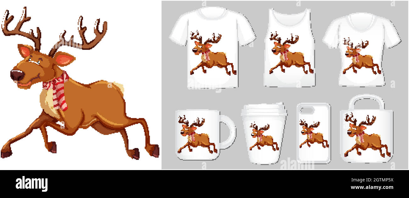 Christmas theme with reindeer on product templates Stock Vector Image ...