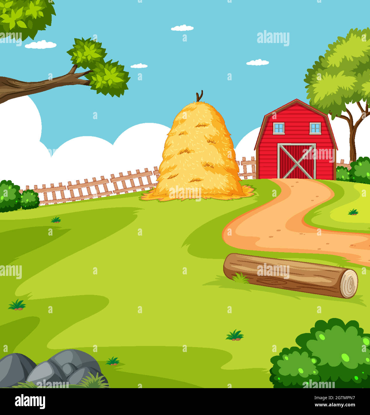 Farm scene in nature with barn and straw Stock Vector Image & Art - Alamy