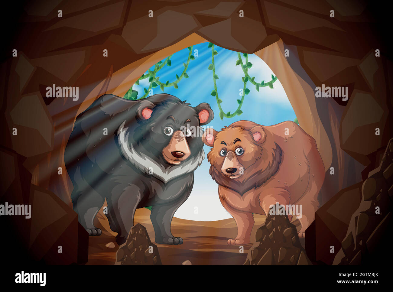 Two bears in a cave Stock Vector Image & Art - Alamy