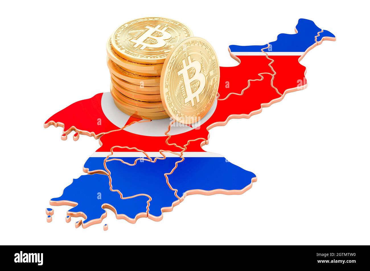 Bitcoin cryptocurrency in North Korea, 3D rendering isolated on white background Stock Photo - Alamy