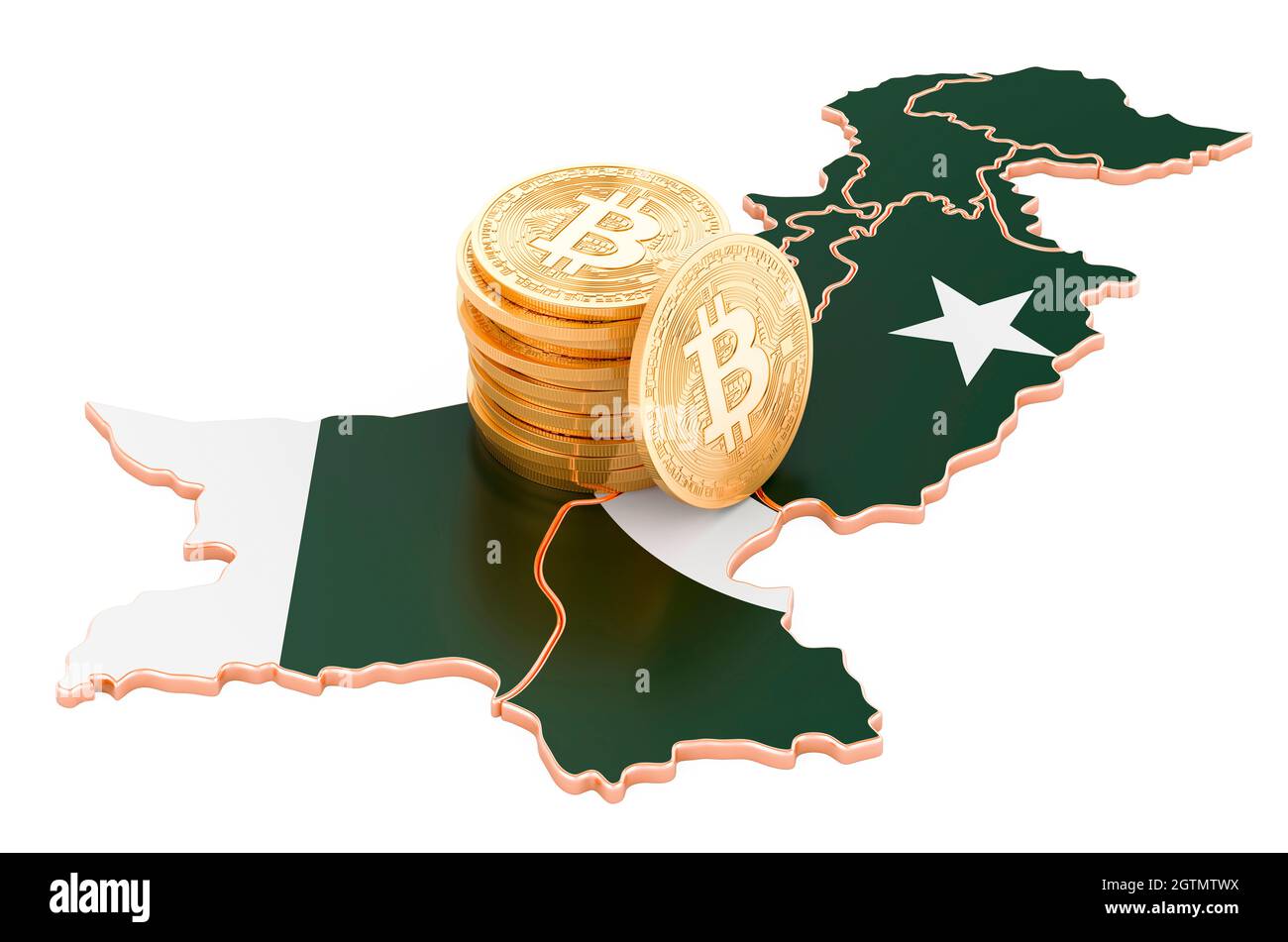 Bitcoin cryptocurrency in Pakistan, 3D rendering isolated on white ...