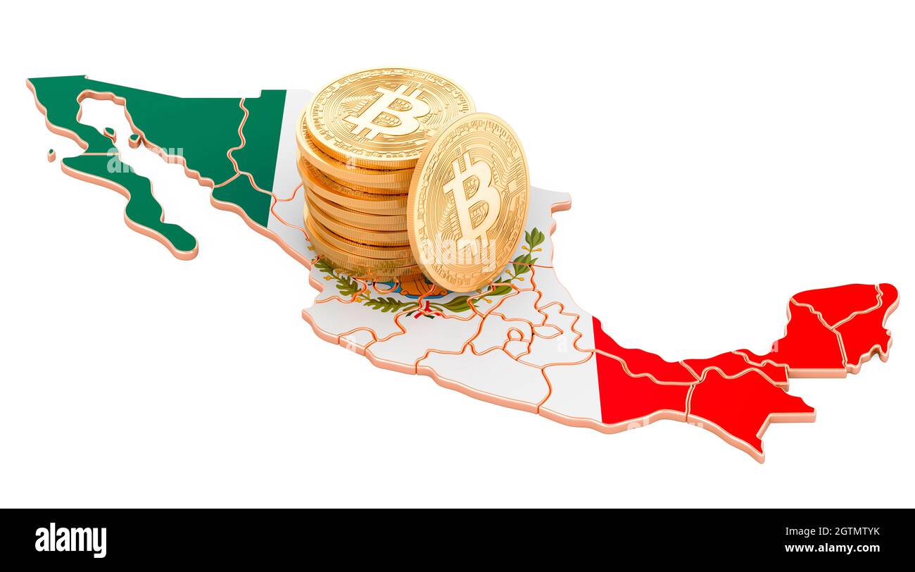 Bitcoin cryptocurrency in Mexico, 3D rendering isolated on white ...