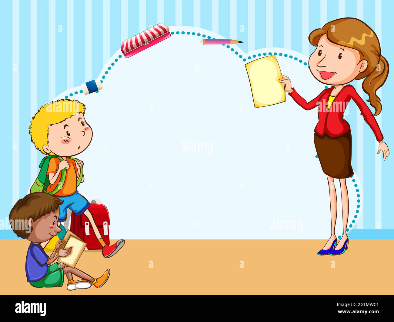 Border template with kids and teacher Stock Vector Image & Art - Alamy