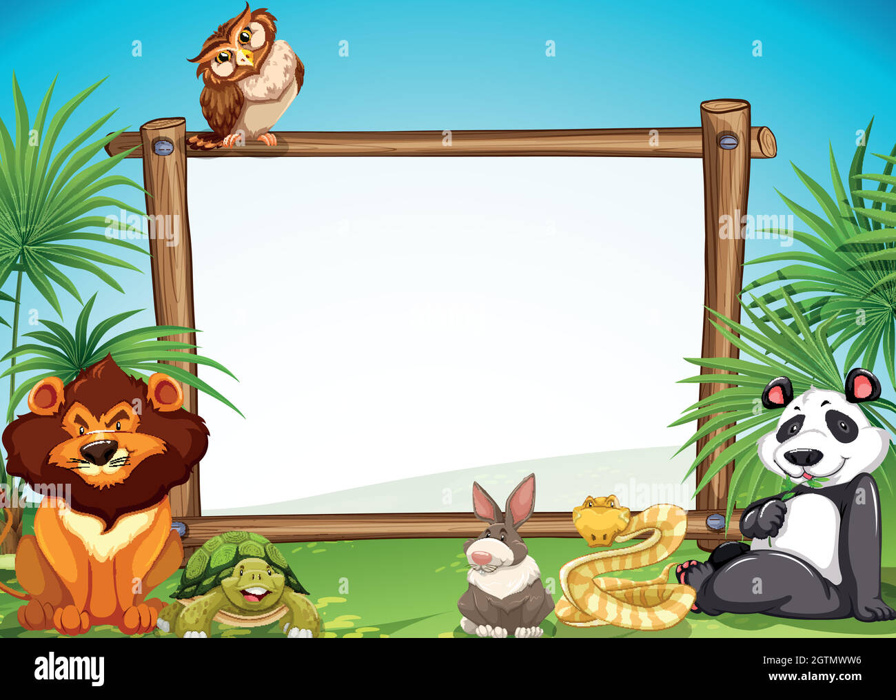 Border templae with wild animals in background Stock Vector Image & Art ...