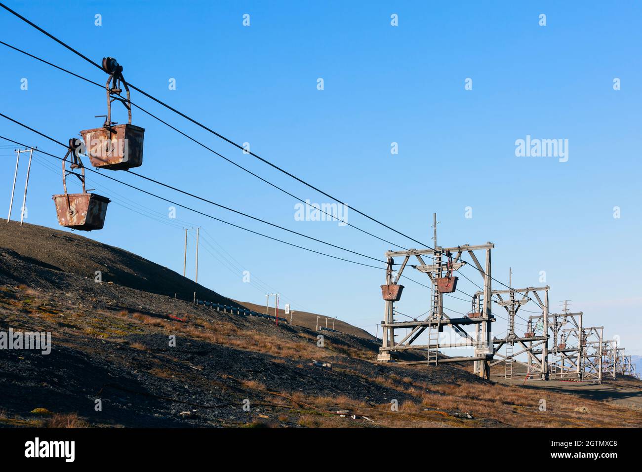 Look througt he old cableway for transporting coal from mines in ...