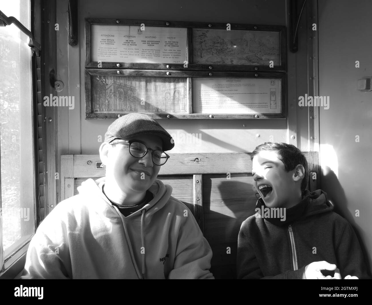 Brothers in train hi-res stock photography and images - Alamy