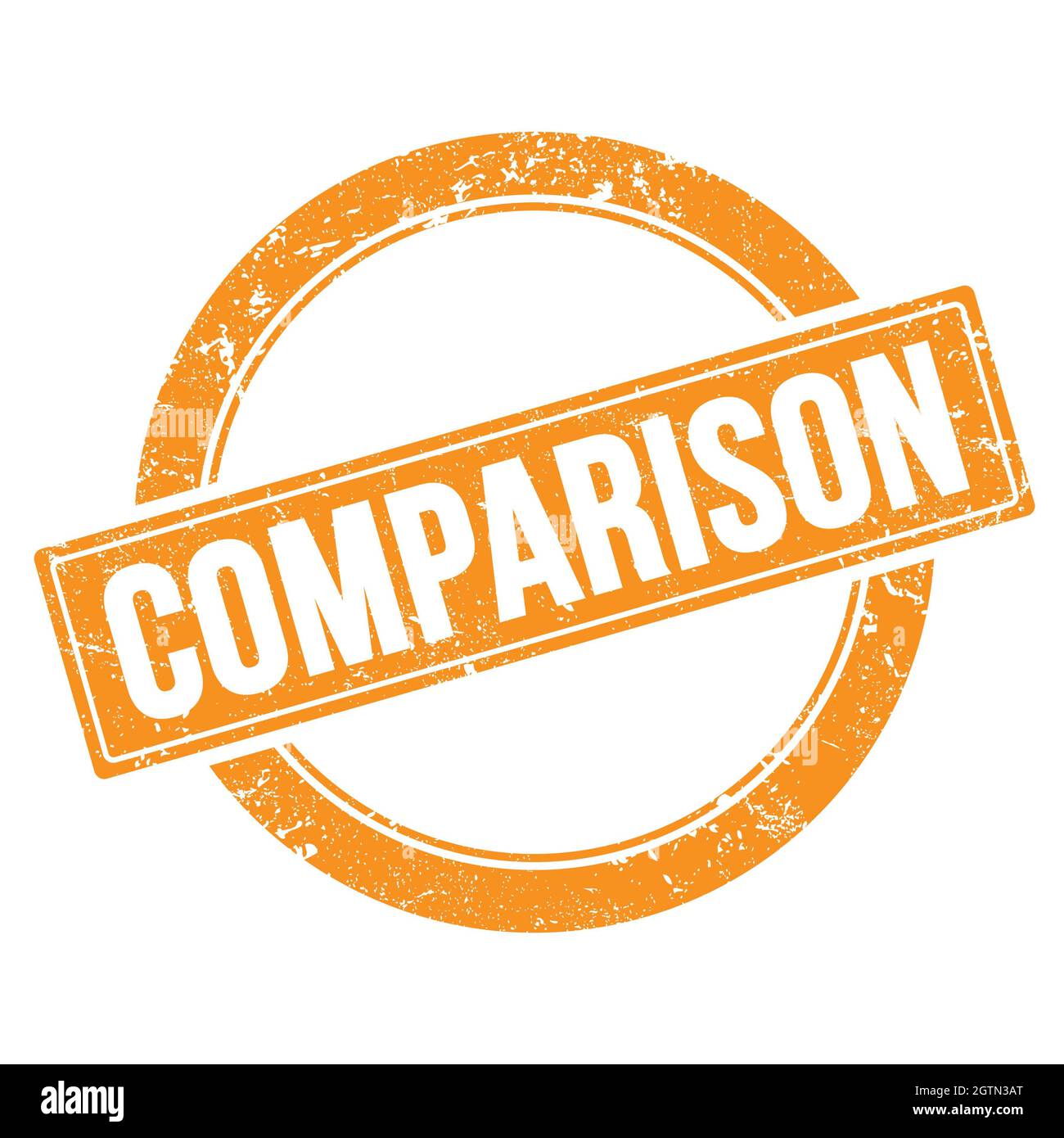 COMPARISON text on orange grungy round vintage stamp Stock Photo - Alamy