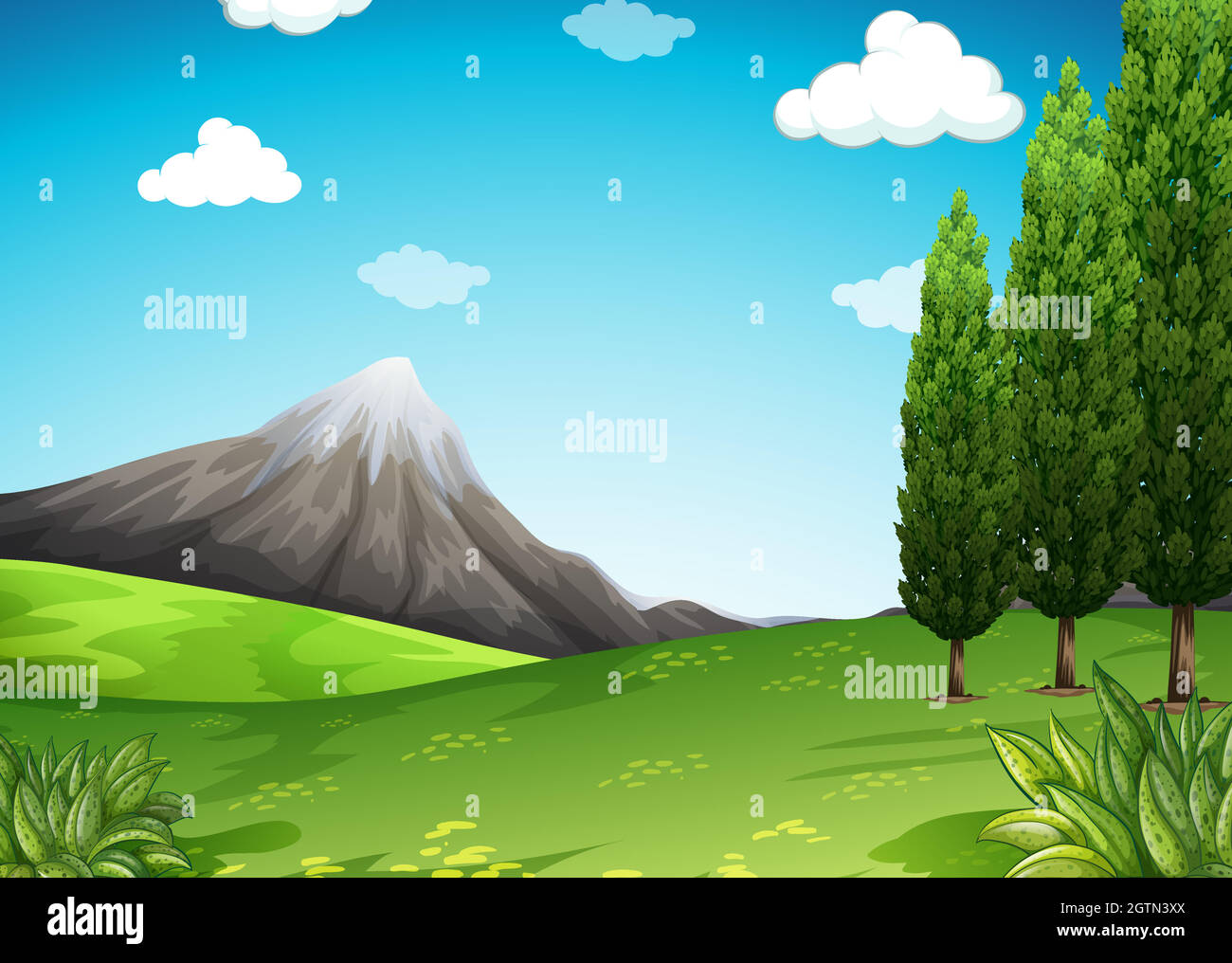 Field grass nature clouds Stock Vector Images - Alamy
