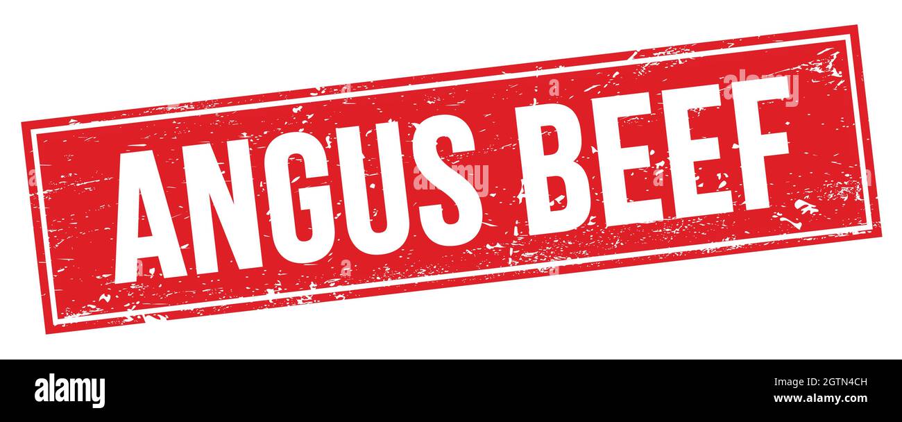 ANGUS BEEF text on red grungy rectangle stamp sign Stock Photo - Alamy