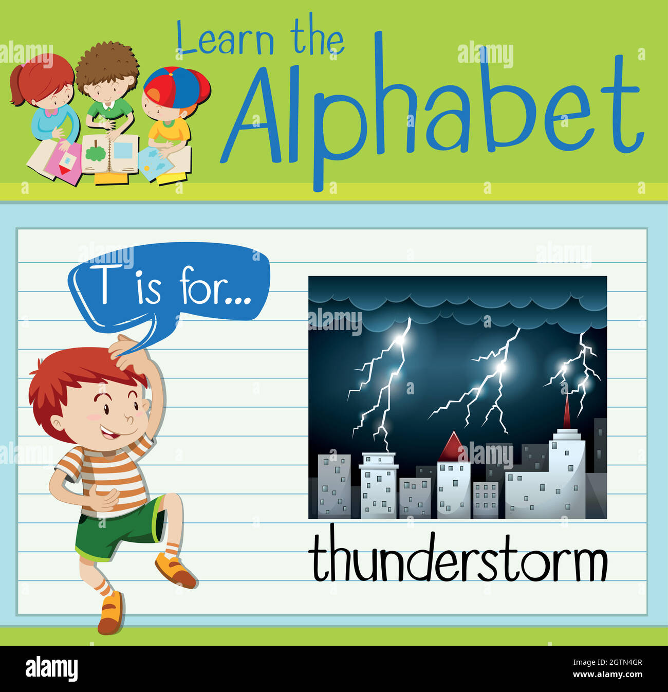 Flashcard letter T is for thunderstorm Stock Vector Image & Art - Alamy