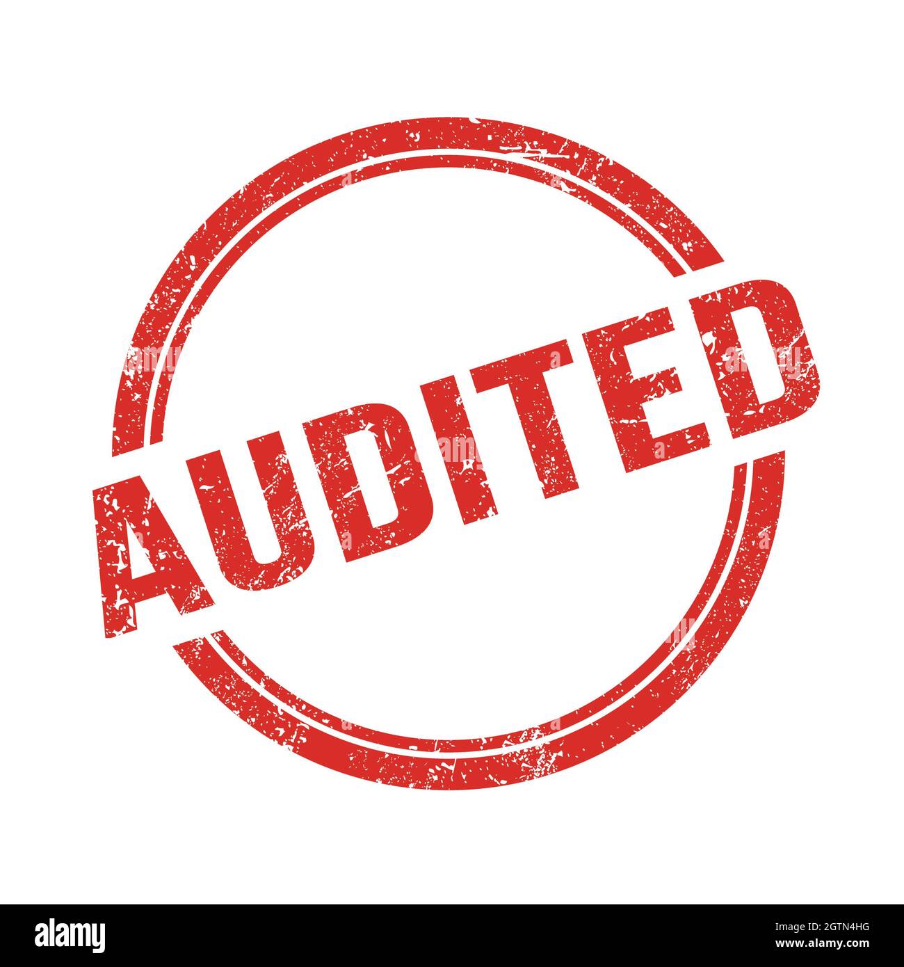 AUDITED text written on red grungy vintage round stamp Stock Photo - Alamy