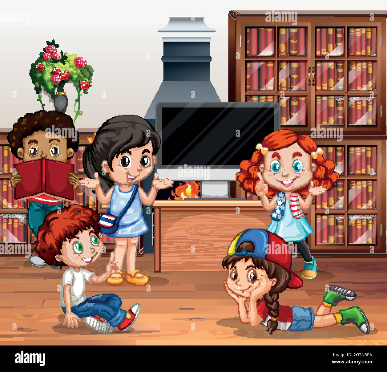 Kids library screen Stock Vector Images - Alamy