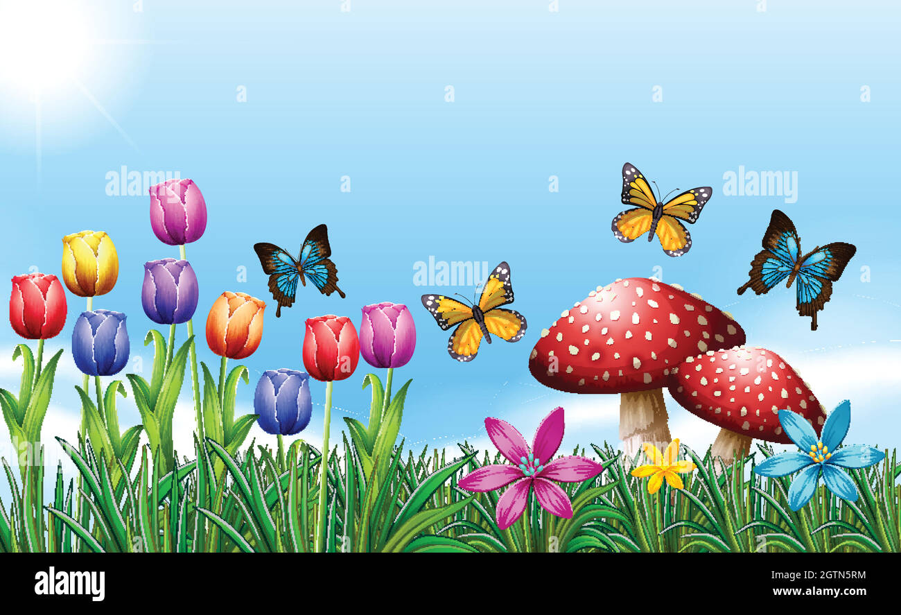 Beautiful spring landscape flowers Stock Vector Images - Alamy