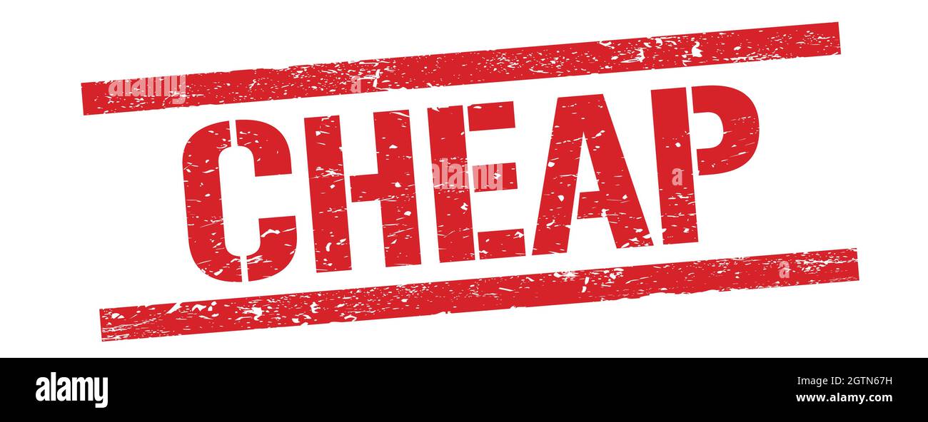 CHEAP text on red grungy rectangle stamp sign Stock Photo - Alamy