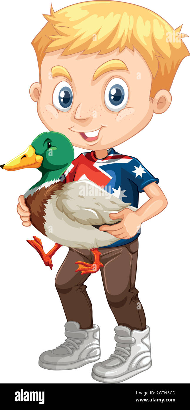Little boy and a duck Stock Vector Image & Art - Alamy