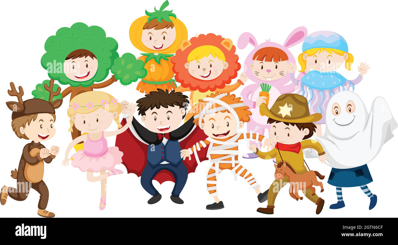 Kids dressing up in different costumes Stock Vector Image & Art - Alamy