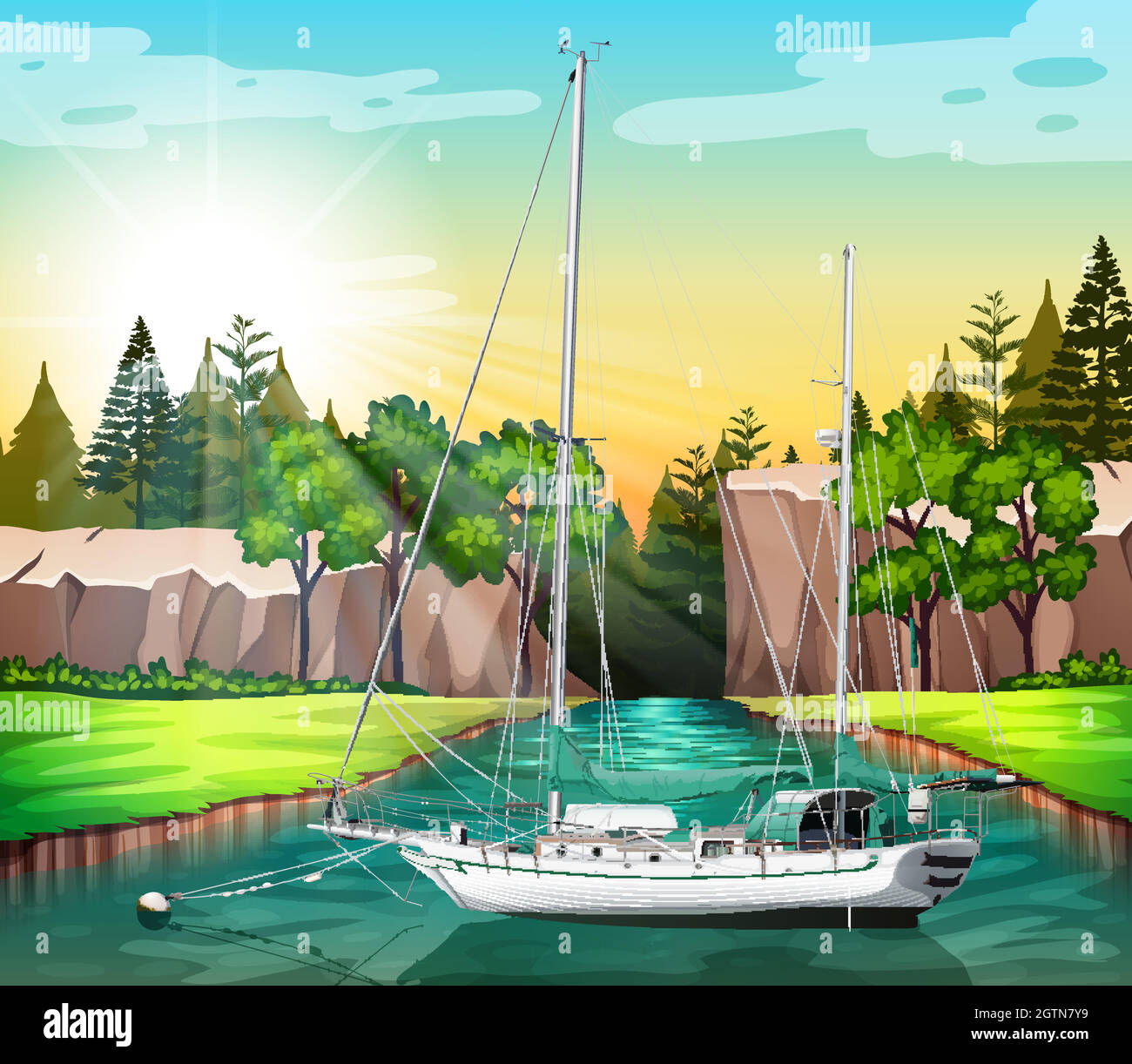 Sailing ship floating on Stock Vector Images - Alamy