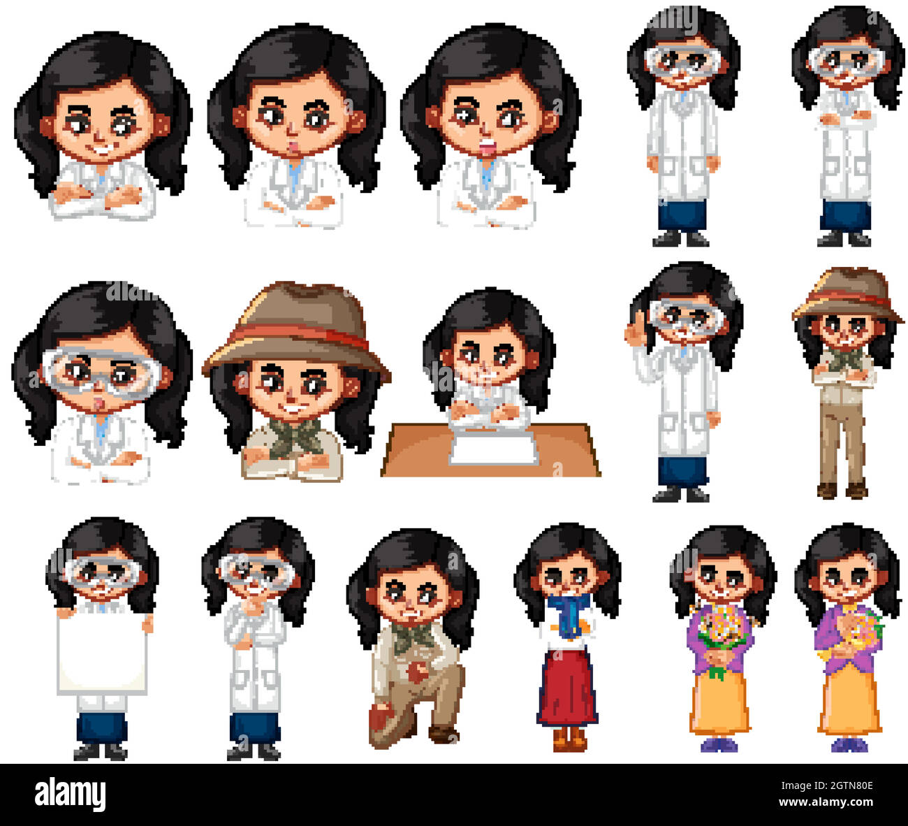 Cute Girl Wearing Different Outfits Stock Vector Image And Art Alamy