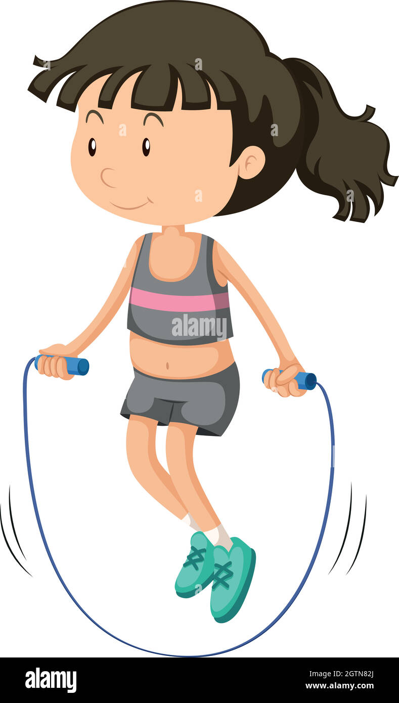Girl jumping rope alone Stock Vector Image & Art - Alamy