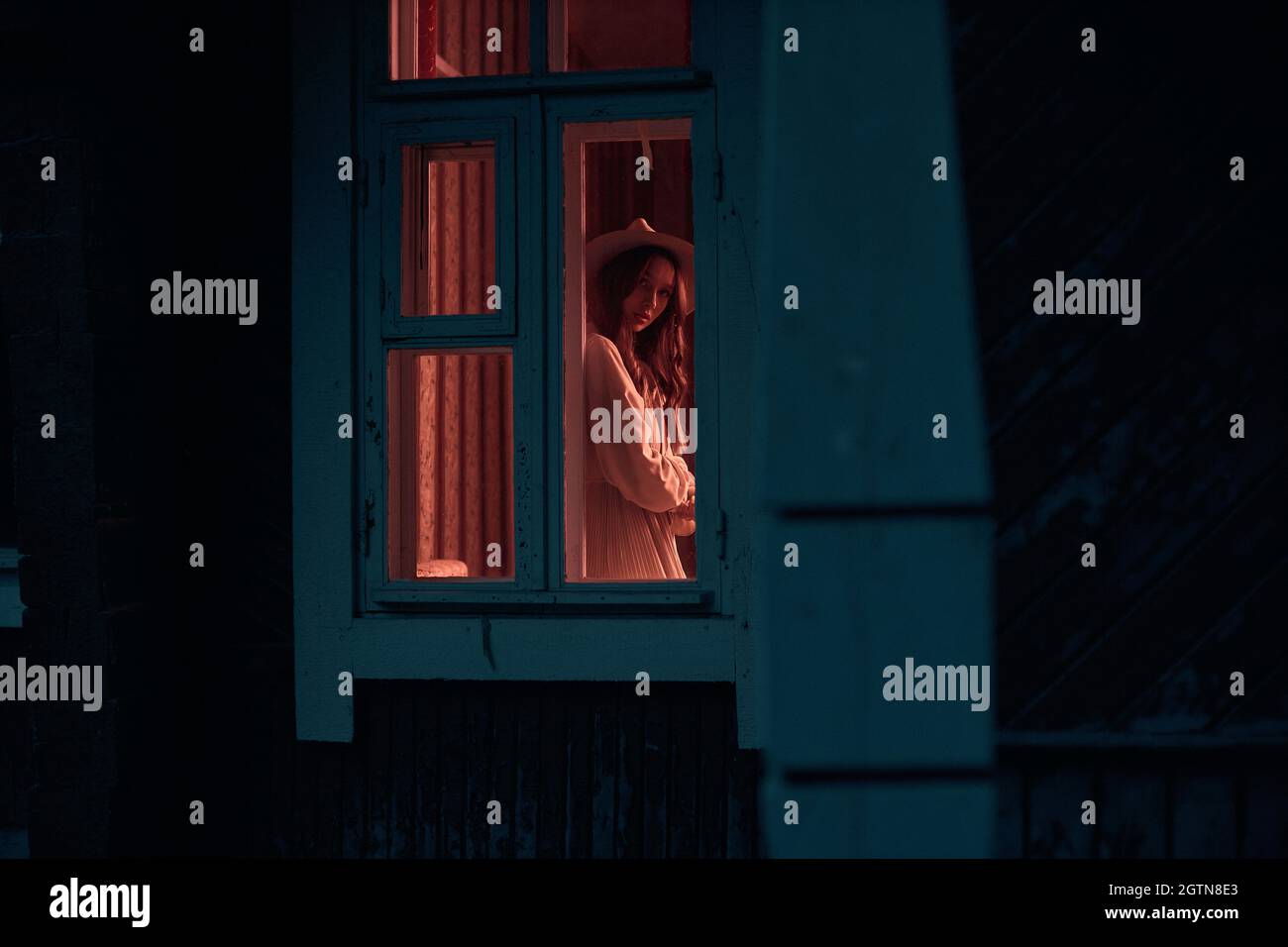 Shadow person standing window blue hi-res stock photography and images ...