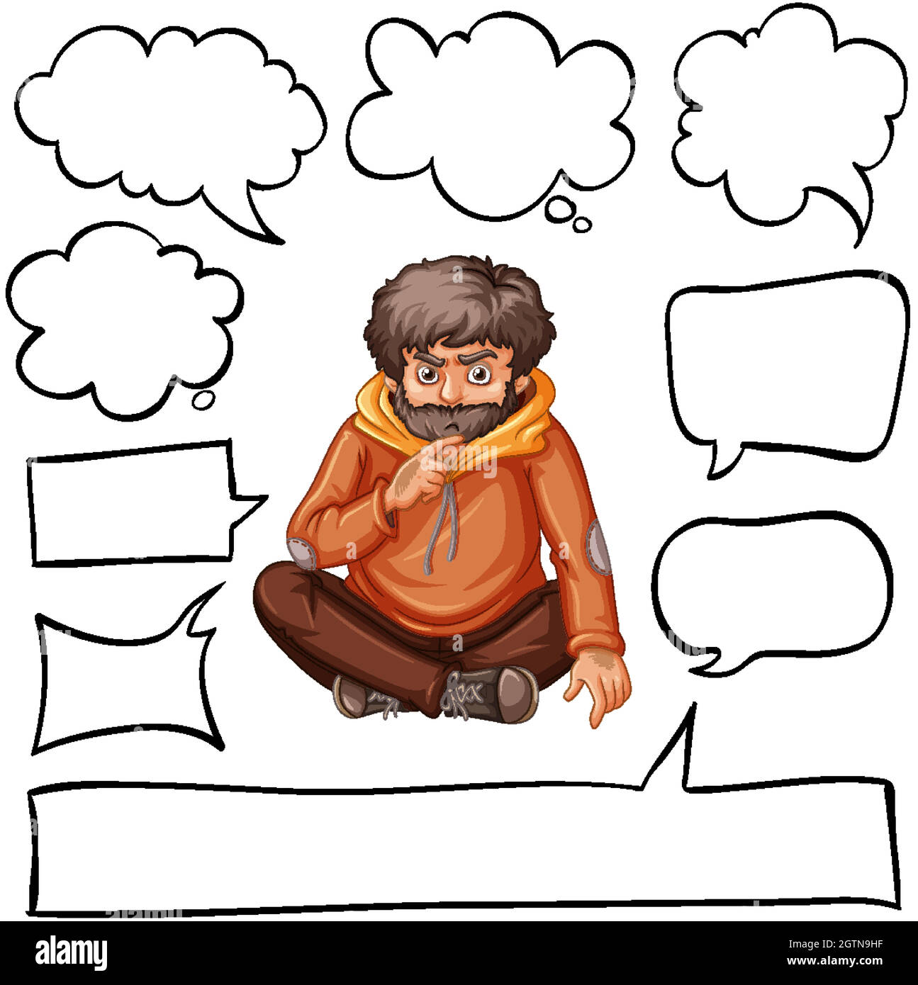 Different shapes of speech bubbles with man thinking Stock Vector Image ...