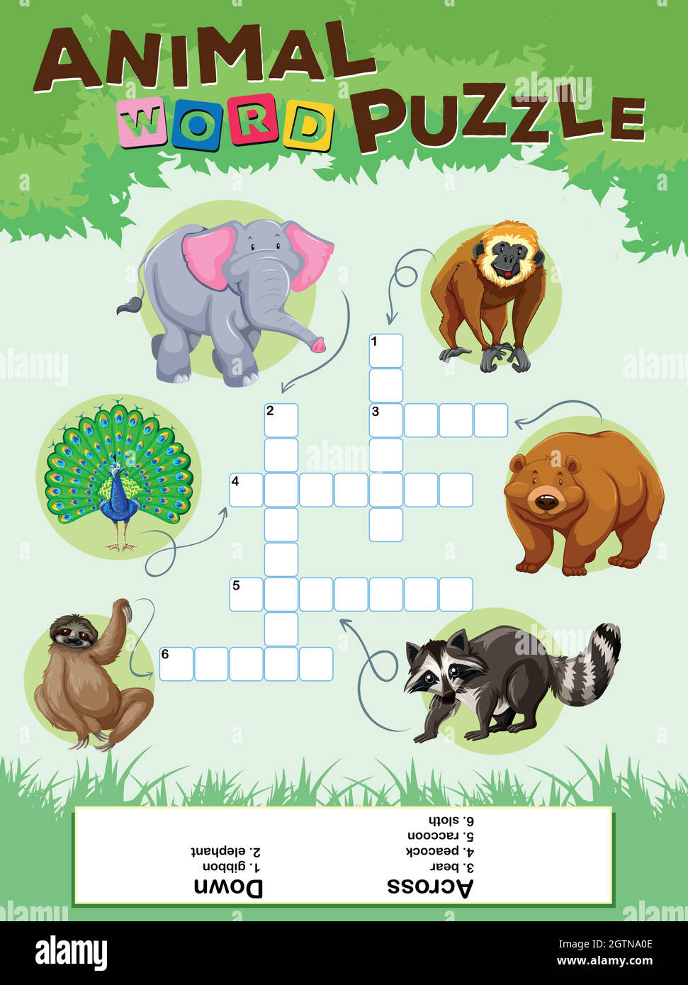 Word puzzle game with wild animals Stock Vector Image & Art - Alamy