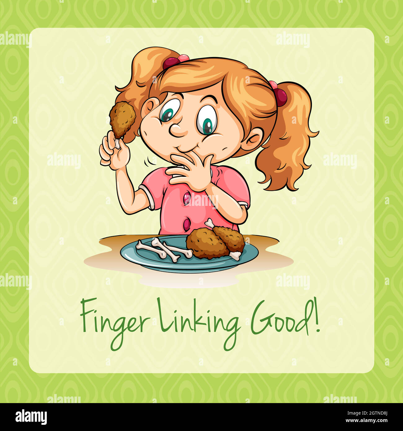Girl eating fried chicken Stock Vector Image & Art - Alamy