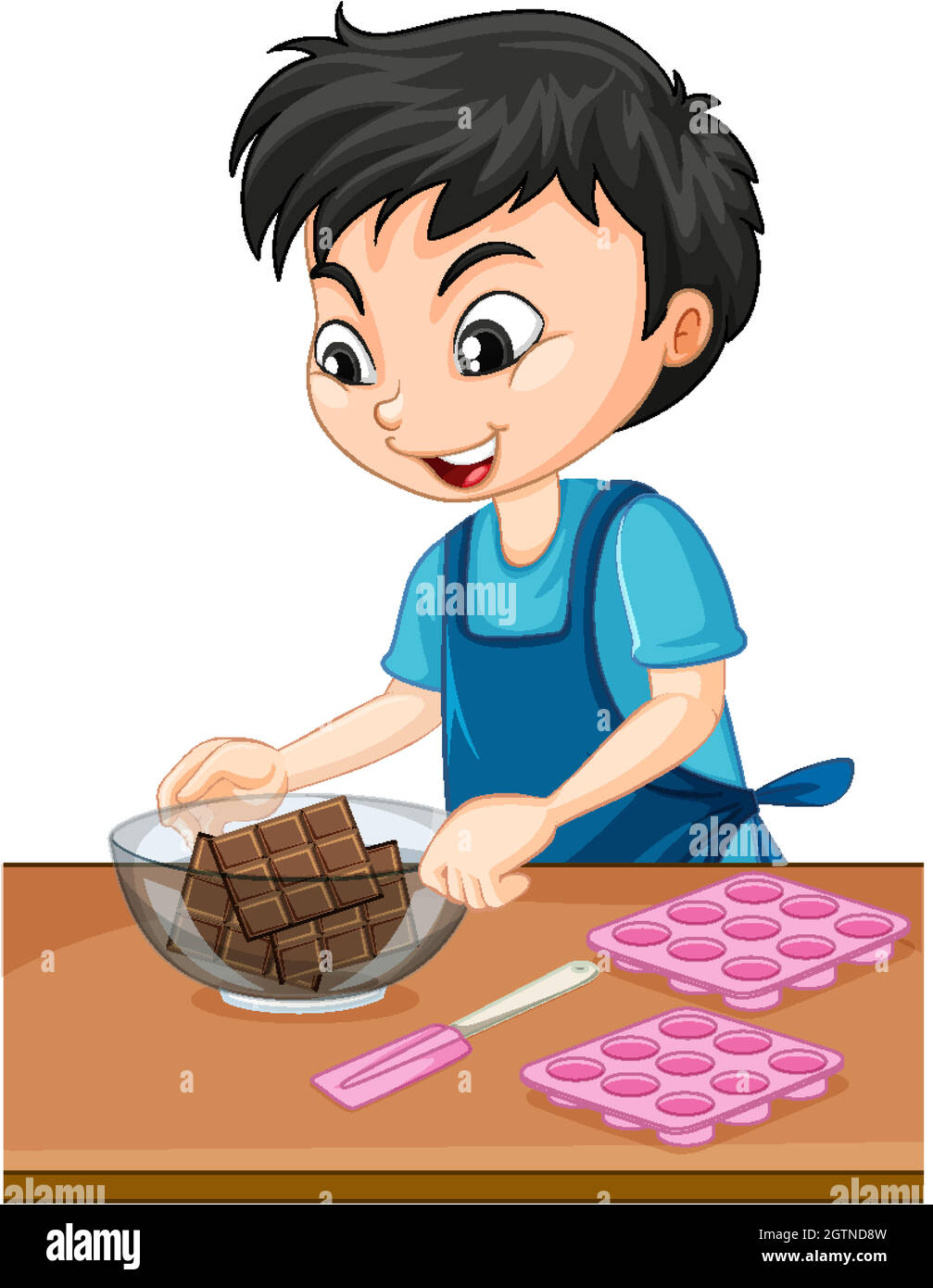 Cartoon character of a boy with baking equipments Stock Vector Image ...