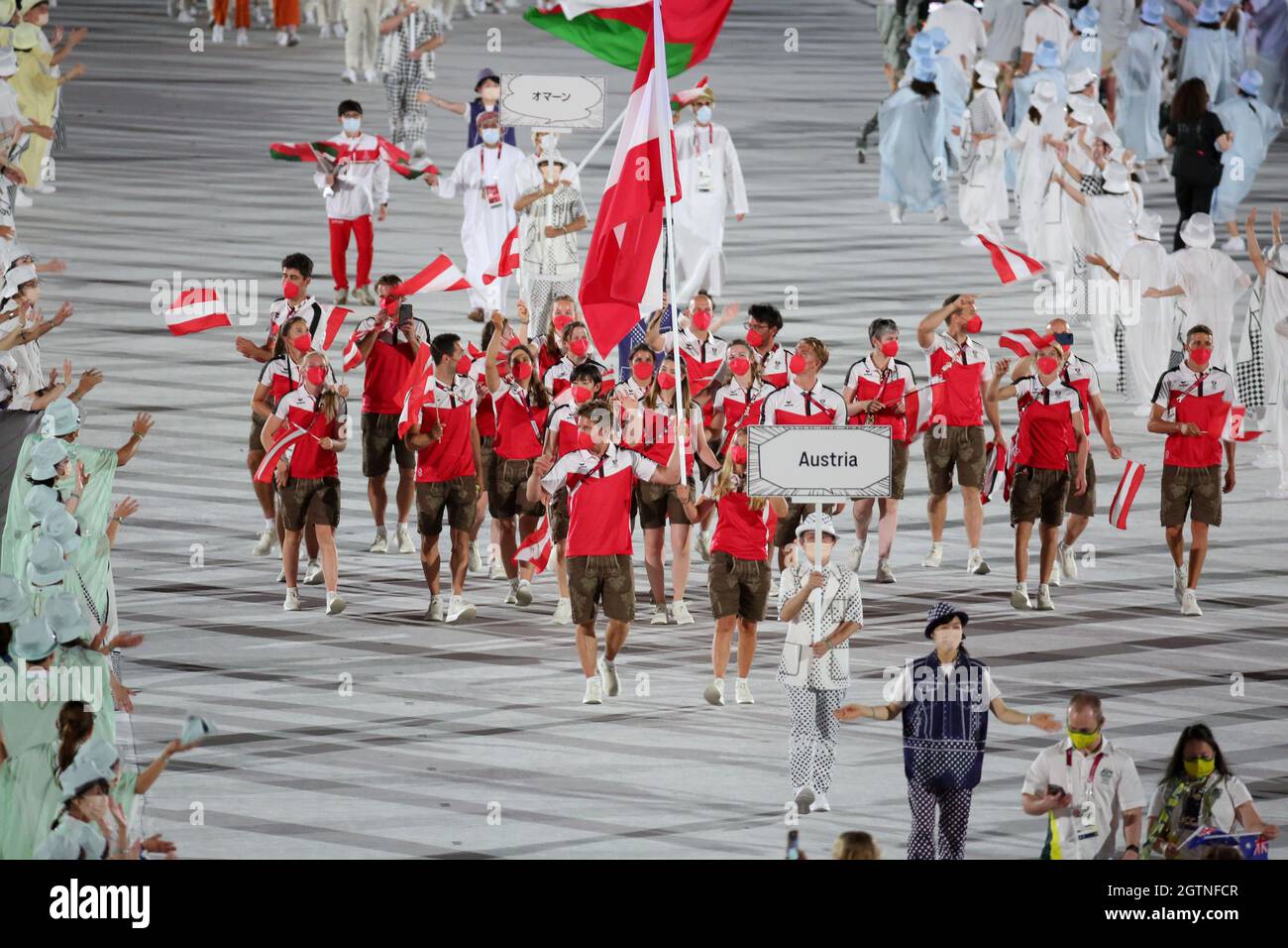 JULY 23rd, 2021 - TOKYO, JAPAN: Austria's flag bearers Tanja Frank and ...