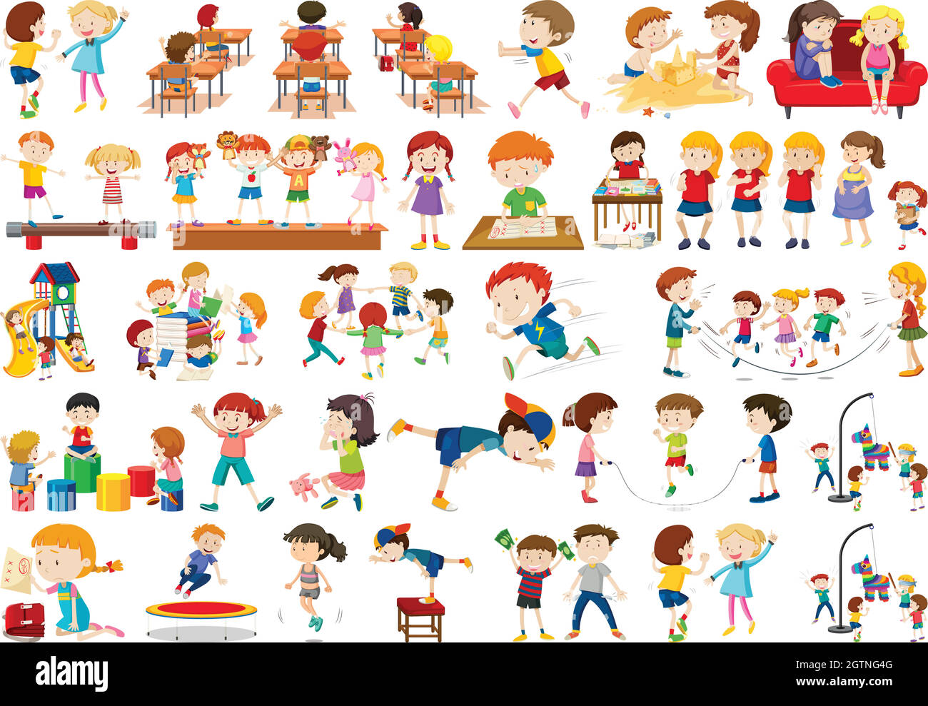 Boys, girls, children in educational fun activty theme Stock Vector ...